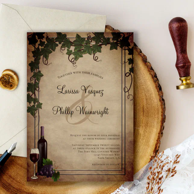 Rustic Winery Vineyard Wedding Invitation | Zazzle