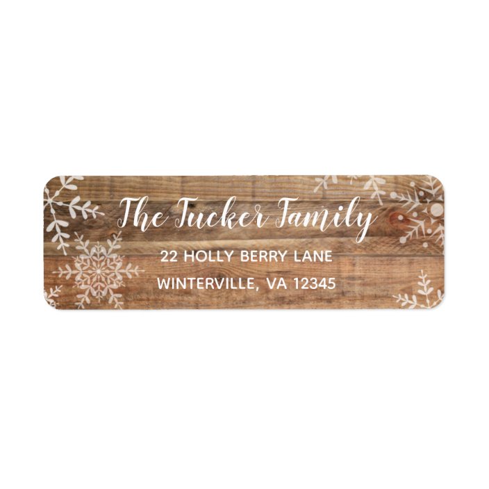 Rustic Winter Address Label Snowflakes on Wood | Zazzle.com