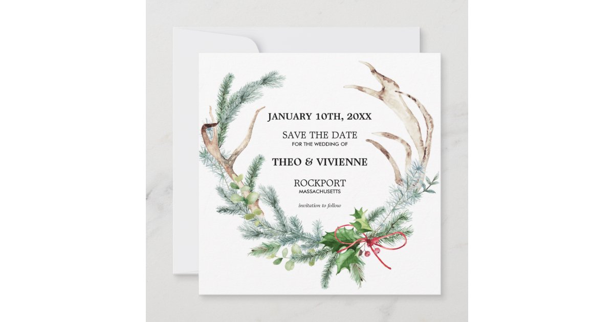 Rustic Winter Botanical Save the Date | Zazzle