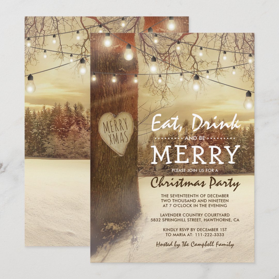 Rustic Winter Christmas Holiday Themed Party Invitation | Zazzle