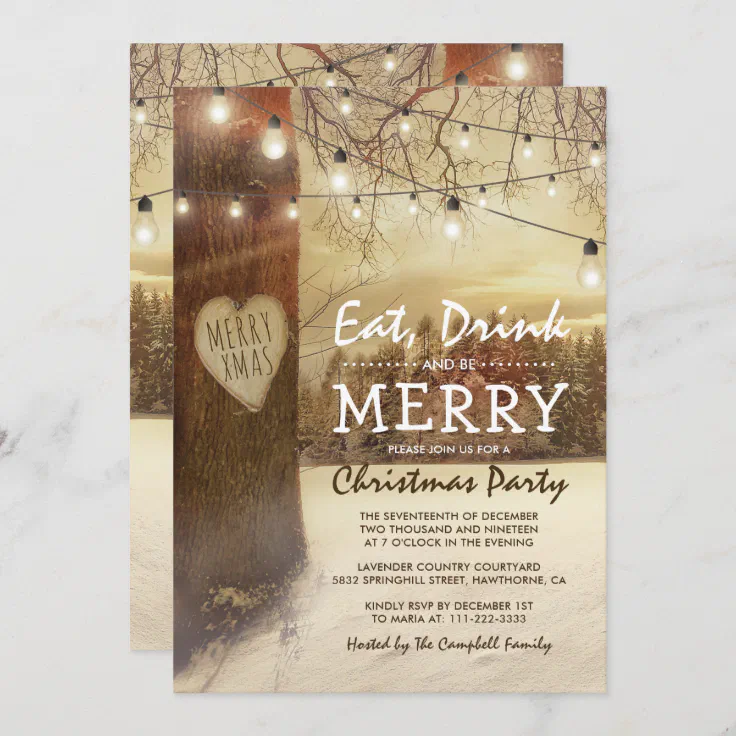 Rustic Winter Christmas Holiday Themed Party Invitation | Zazzle