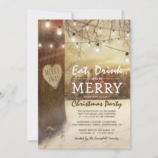 Rustic Winter Christmas Holiday Themed Party Invitation | Zazzle