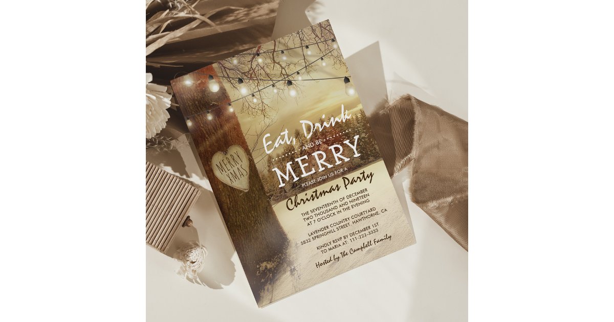 Rustic Winter Christmas Holiday Themed Party Invitation | Zazzle