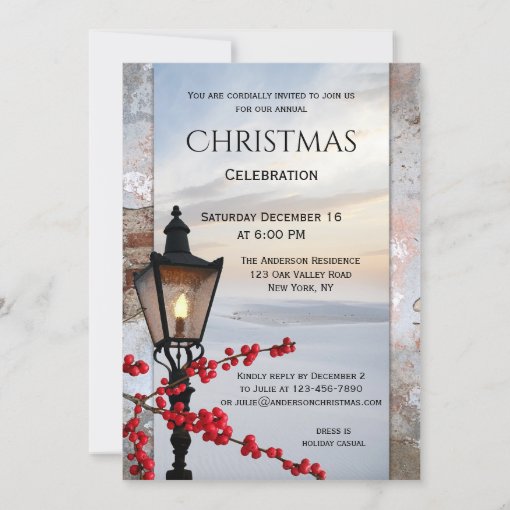 Rustic Winter Christmas Party Invitation | Zazzle