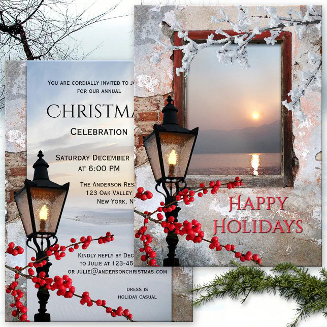Rustic Winter Christmas Party Invitation | Zazzle