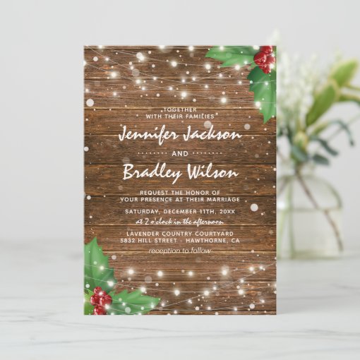 Rustic Winter Christmas Themed Wedding Invitation | Zazzle