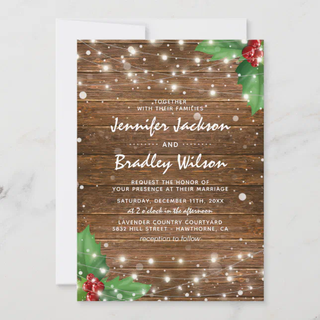 Rustic Winter Christmas Themed Wedding Invitation | Zazzle