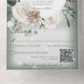 Rustic Winter Floral Green Sparkle QR Code All In One Invitation | Zazzle