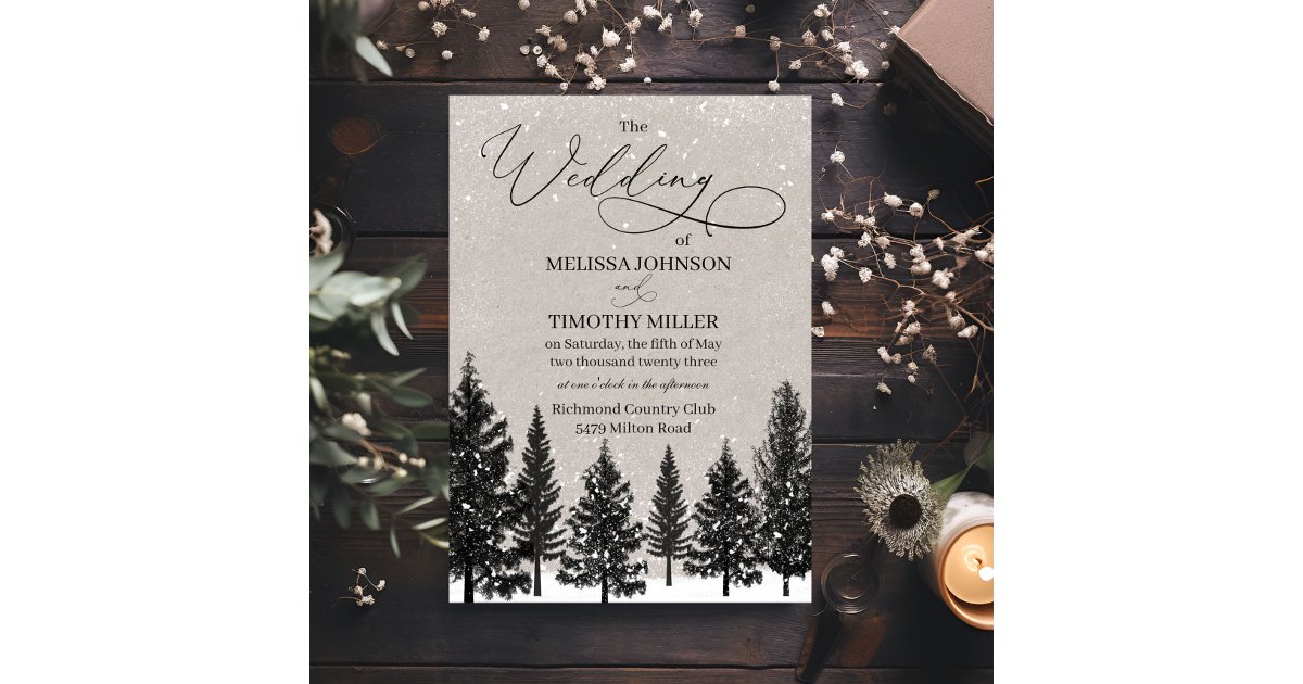Rustic Winter Forest Wedding Invitation | Zazzle