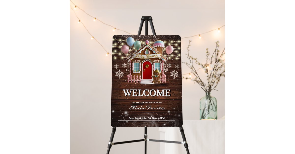 Rustic Winter Gingerbread House Baby Shower Foam Board | Zazzle