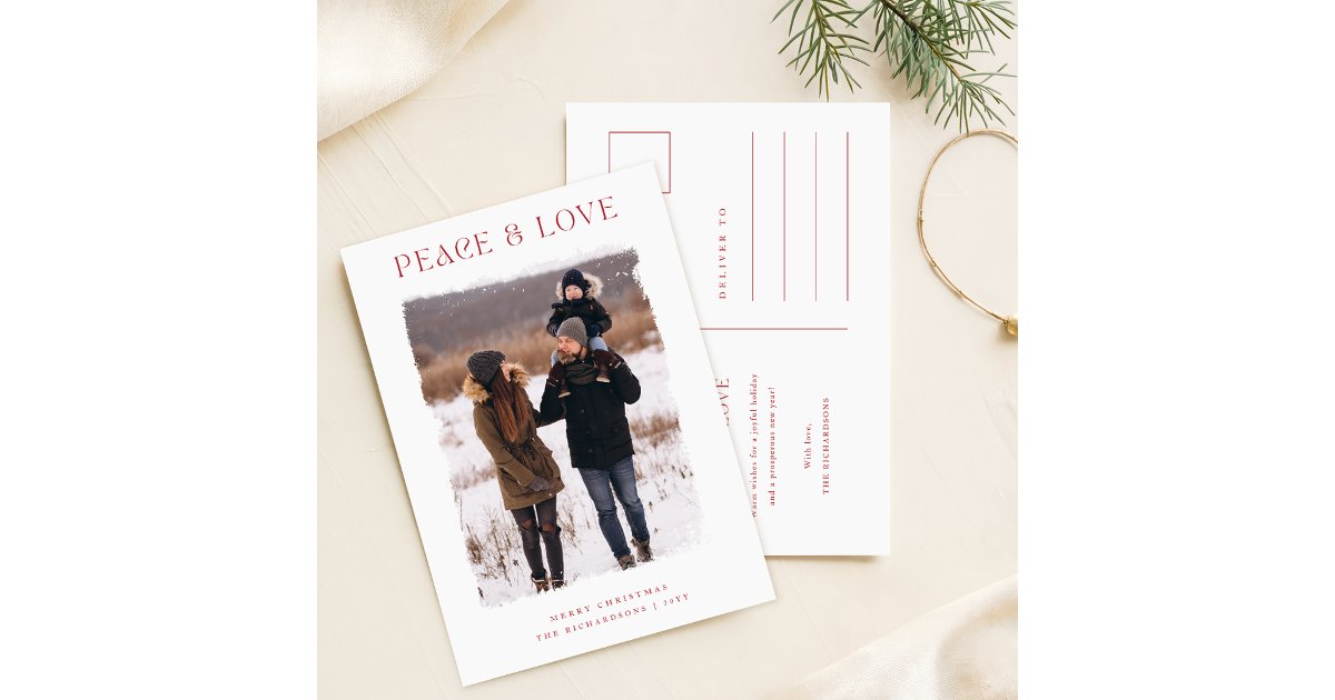 Rustic Winter Greeting Family Photo Christmas Postcard | Zazzle