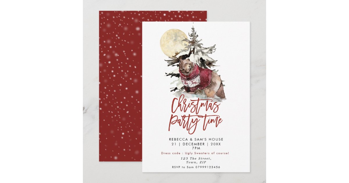rustic winter holiday Christmas party invitation | Zazzle
