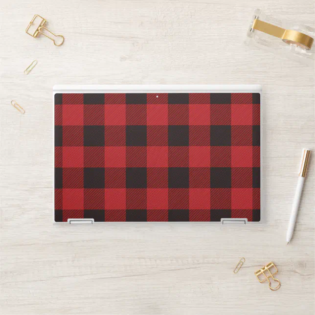 rustic winter holiday red black buffalo plaid HP laptop skin | Zazzle