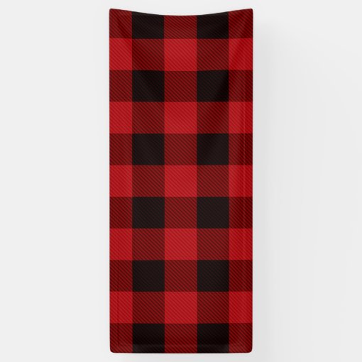 rustic winter lumberjack red buffalo plaid party banner | Zazzle