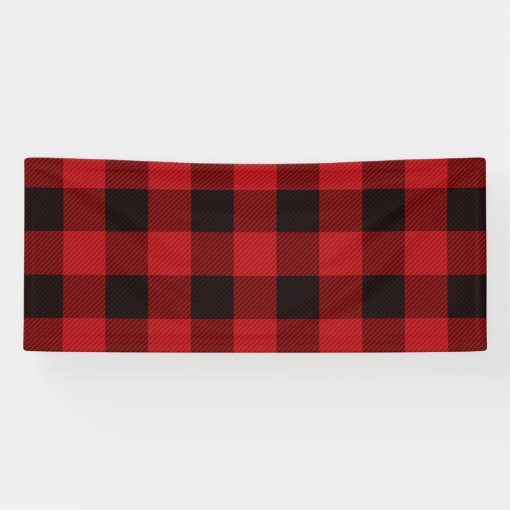 rustic winter lumberjack red buffalo plaid party banner | Zazzle