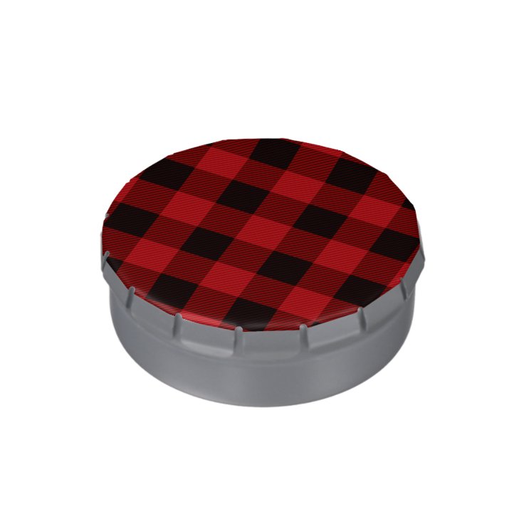 rustic winter lumberjack red buffalo plaid party candy tin | Zazzle
