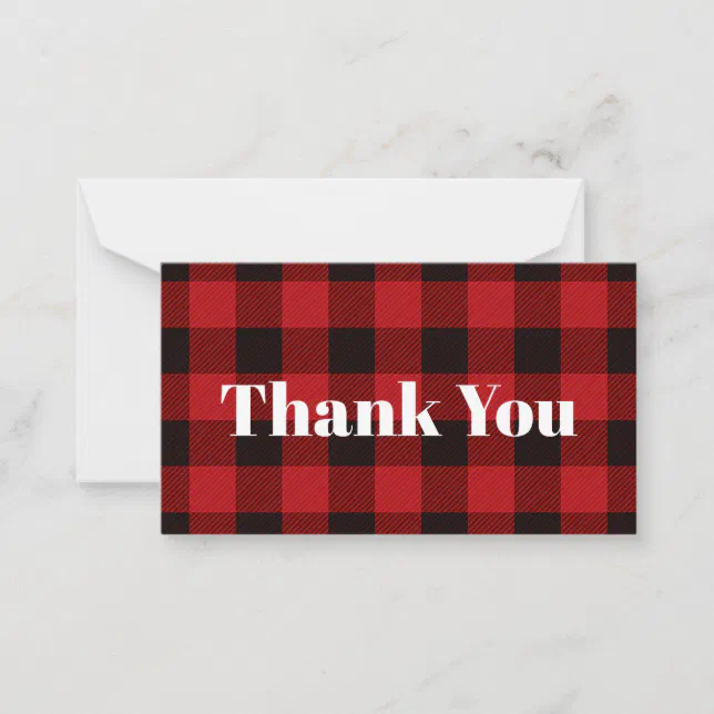 rustic winter lumberjack red buffalo plaid party note card | Zazzle