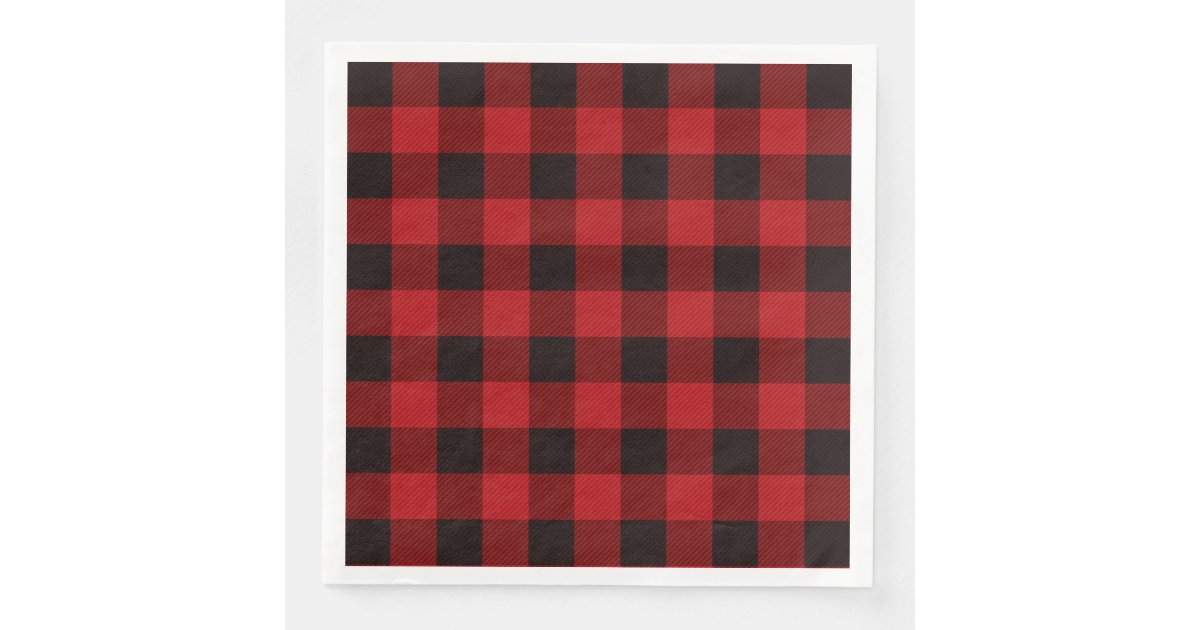 rustic winter lumberjack red buffalo plaid party paper dinner napkins ...