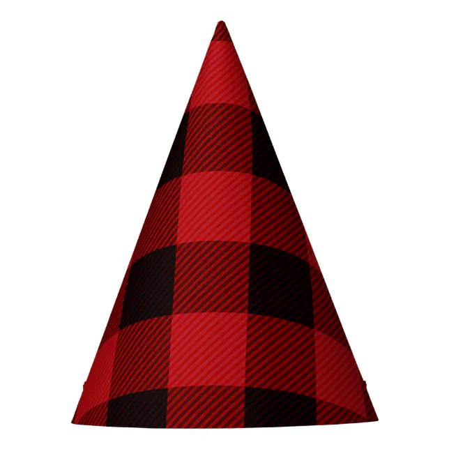 rustic winter lumberjack red buffalo plaid party party hat | Zazzle