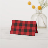 rustic winter lumberjack red buffalo plaid party place card | Zazzle