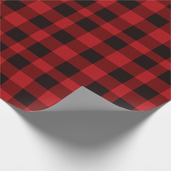 rustic winter lumberjack red buffalo plaid party wrapping paper | Zazzle