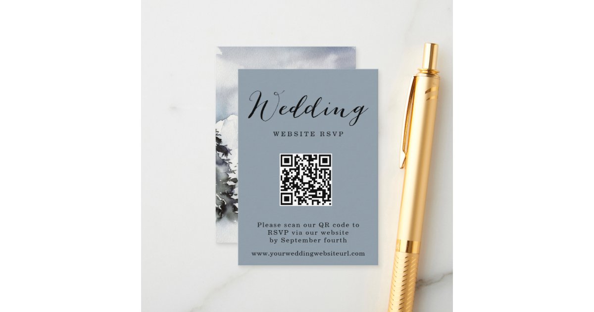 Rustic Winter Mountain QR code Wedding Response Enclosure Card | Zazzle
