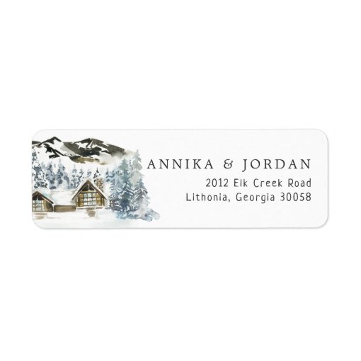 Rustic Winter Mountain Return Address Label | Zazzle
