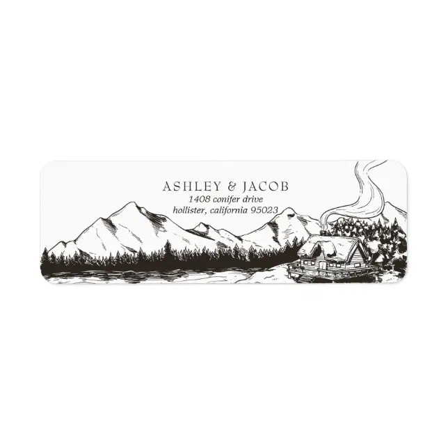 Rustic Winter Mountain Return Address Label | Zazzle