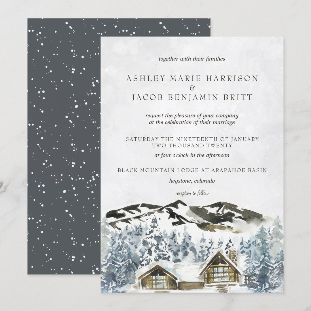 Rustic Winter Mountain Wedding Invitation | Zazzle