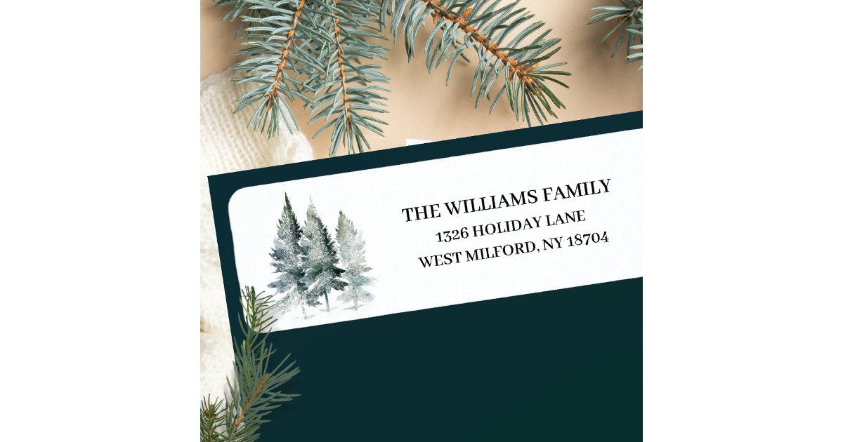 Rustic Winter Pine Tree Winter Address Label | Zazzle