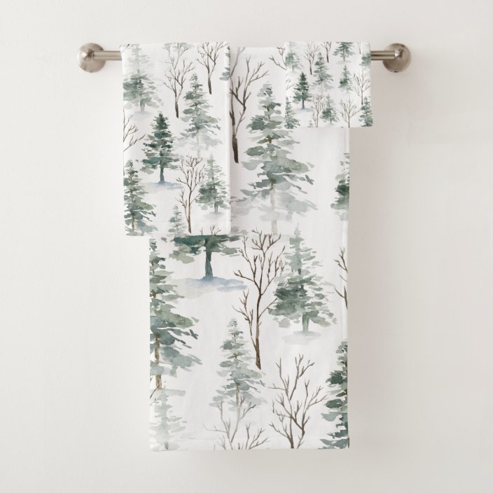 Rustic Winter Pine Trees Bath Towel Set | Zazzle.com