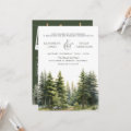 Rustic Winter Pine Trees Forest QR Code Wedding Invitation | Zazzle