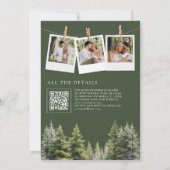 Rustic Winter Pine Trees Forest QR Code Wedding Invitation | Zazzle