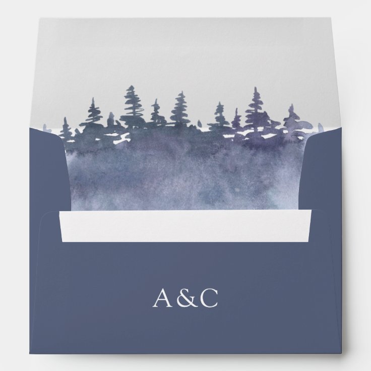 Rustic Winter Pine Trees Wedding Invitation Envelope | Zazzle