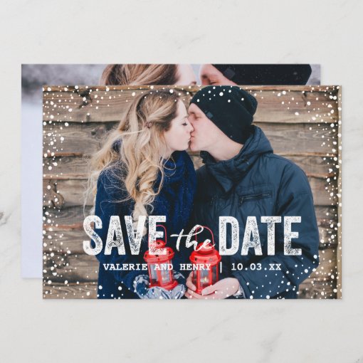 Rustic Winter Save The Date Full Bleed Photo | Zazzle