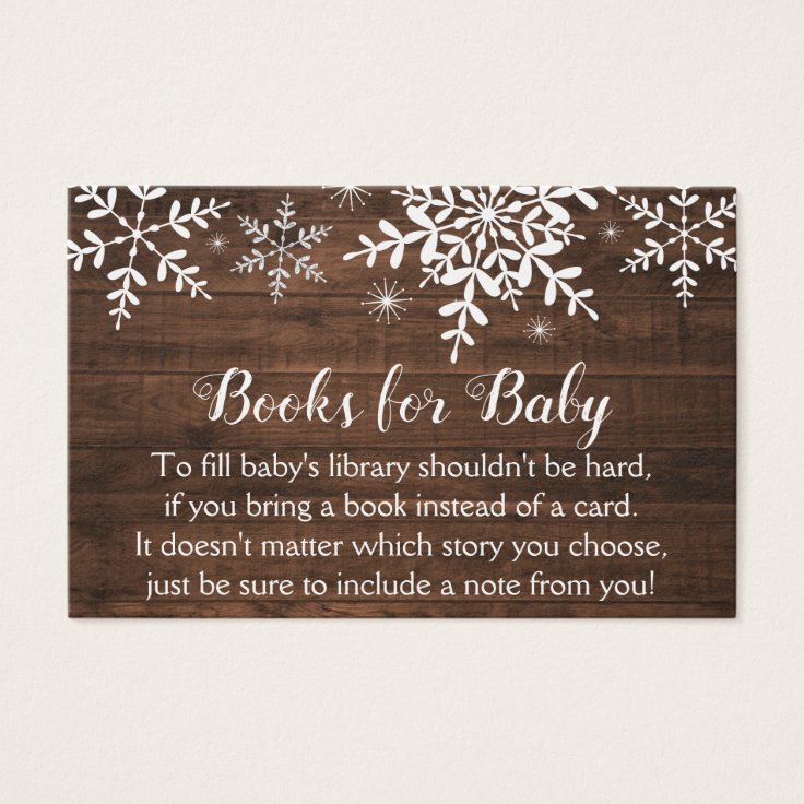 Rustic Winter Snowflakes Baby Shower Bring a Book | Zazzle
