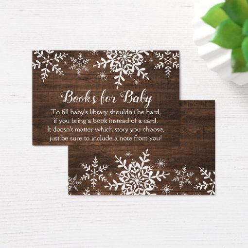 Rustic Winter Snowflakes Baby Shower Bring a Book | Zazzle