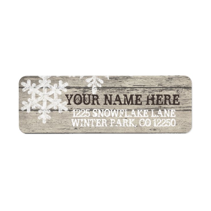 Rustic Winter Snowflakes Label | Zazzle