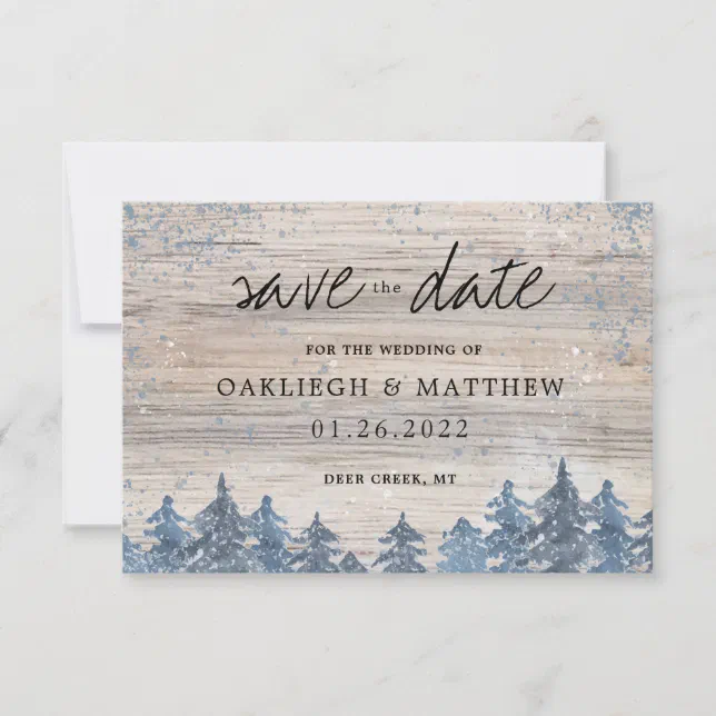 Rustic Winter Wood Watercolor Forest Save the Date | Zazzle