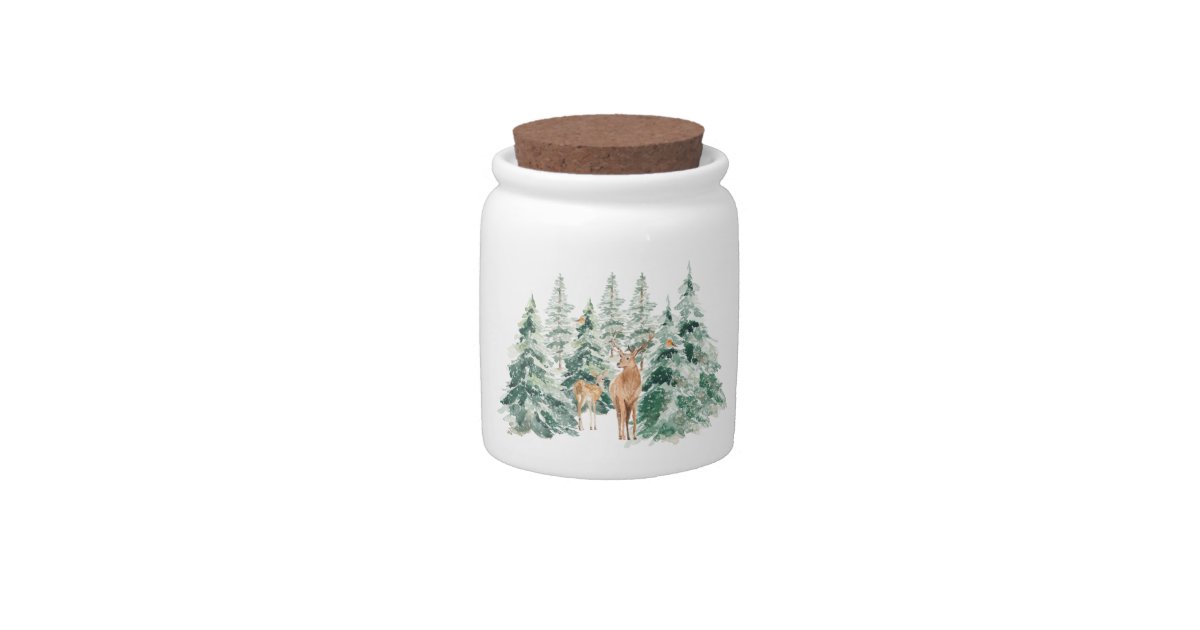 Rustic Winter Woodland Animals Candy Jar | Zazzle