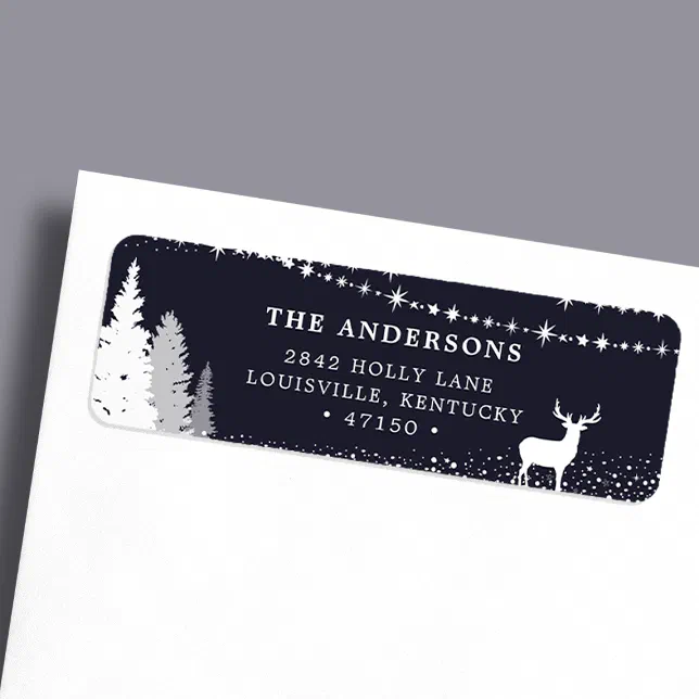 Rustic Winter Woodland Deer Address Label | Zazzle
