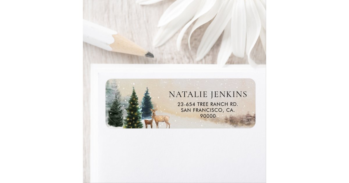 Rustic Winter Woodland Return Address Label | Zazzle
