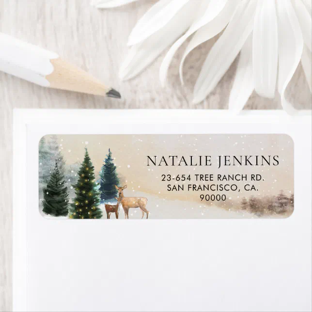 Rustic Winter Woodland Return Address Label | Zazzle