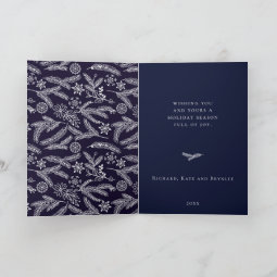 Rustic Winter Wreath Blue Holiday Card | Zazzle