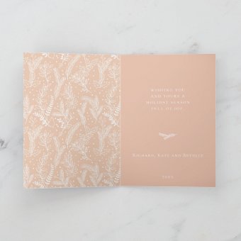 Rustic Winter Wreath Blush Pink Holiday Card | Zazzle