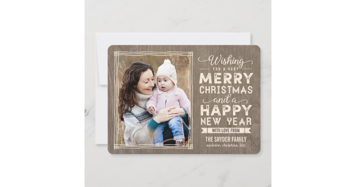 Rustic Wishes Holiday Photo Cards Christmas Card | Zazzle
