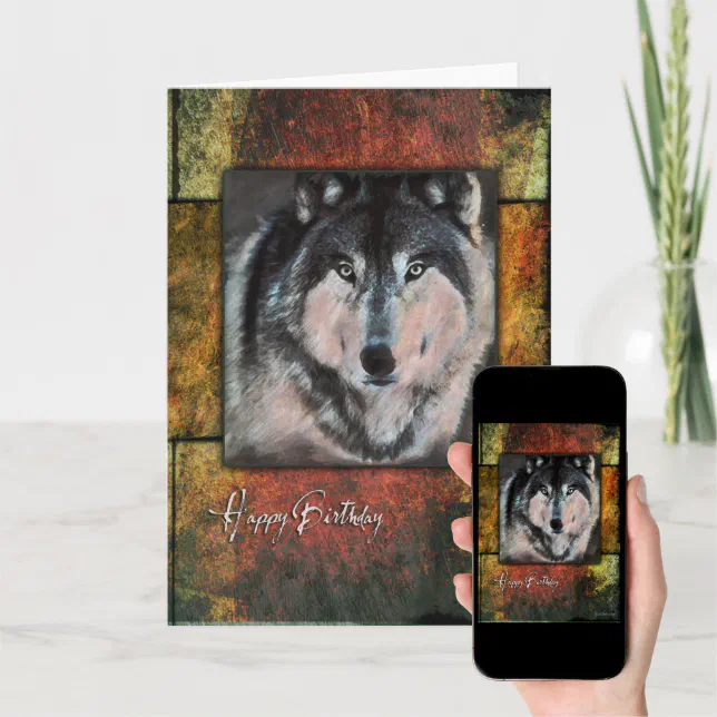 Rustic Wolf Birthday Card | Zazzle