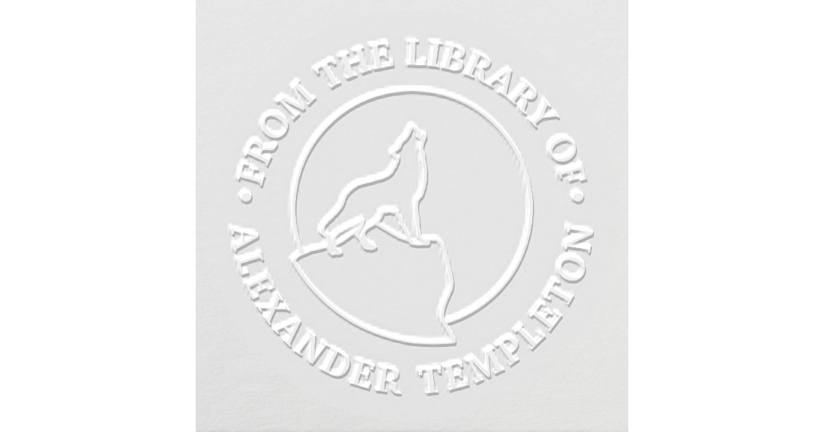 Rustic Wolf Howling at Moon Line Art Library Embosser | Zazzle