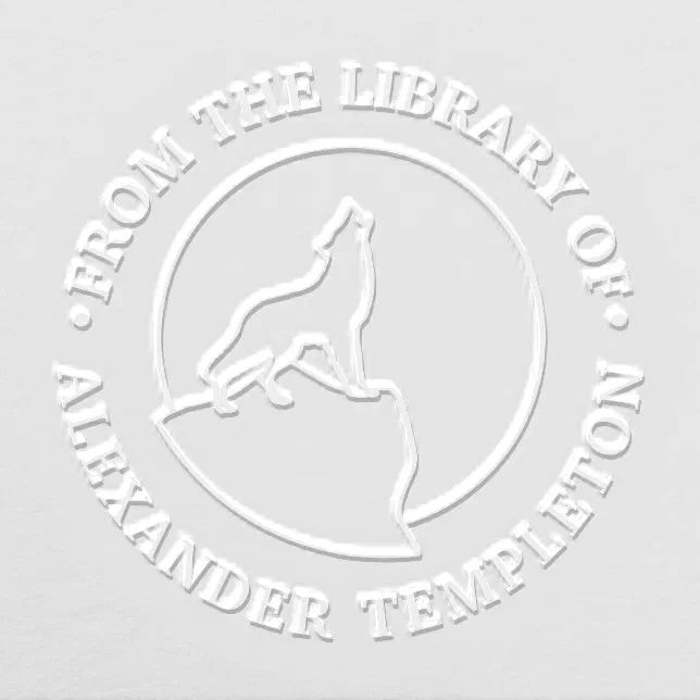 Rustic Wolf Howling at Moon Line Art Library Embosser | Zazzle