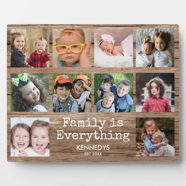 Rustic Wood 10 Photo Collage Family Quote Plaque | Zazzle